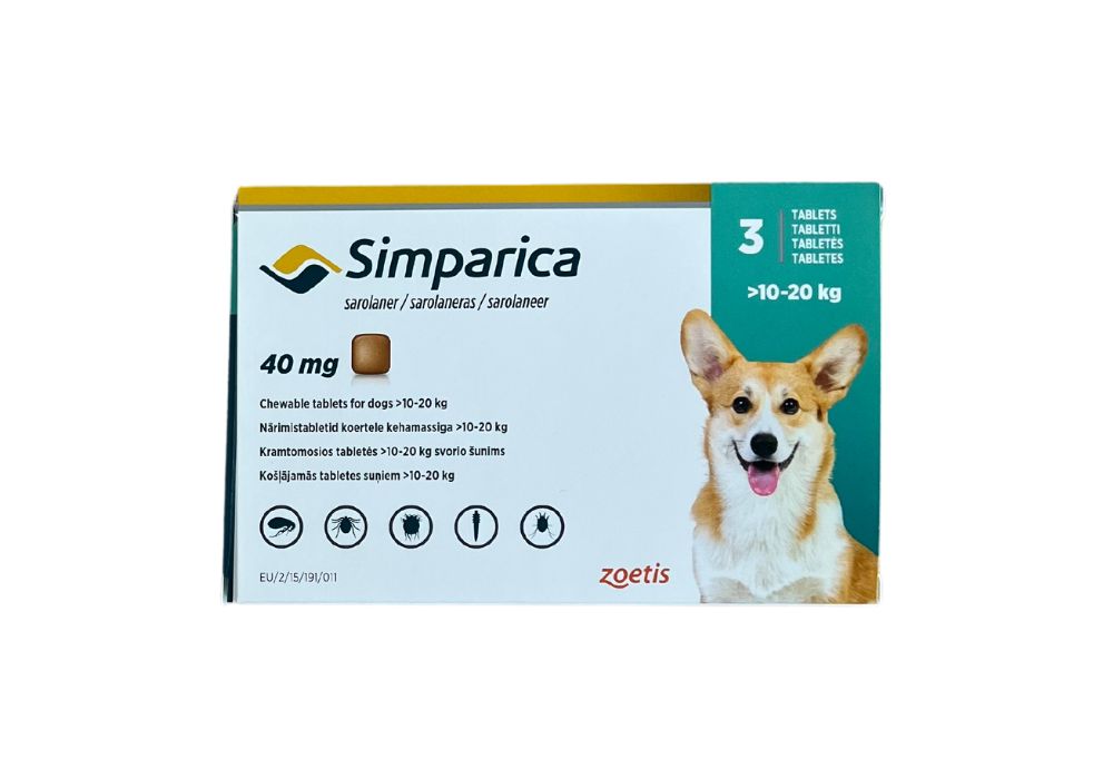 Simparica 40mg košļājamās tabletes suņiem 10-20kg, N3 - Universitātes ...